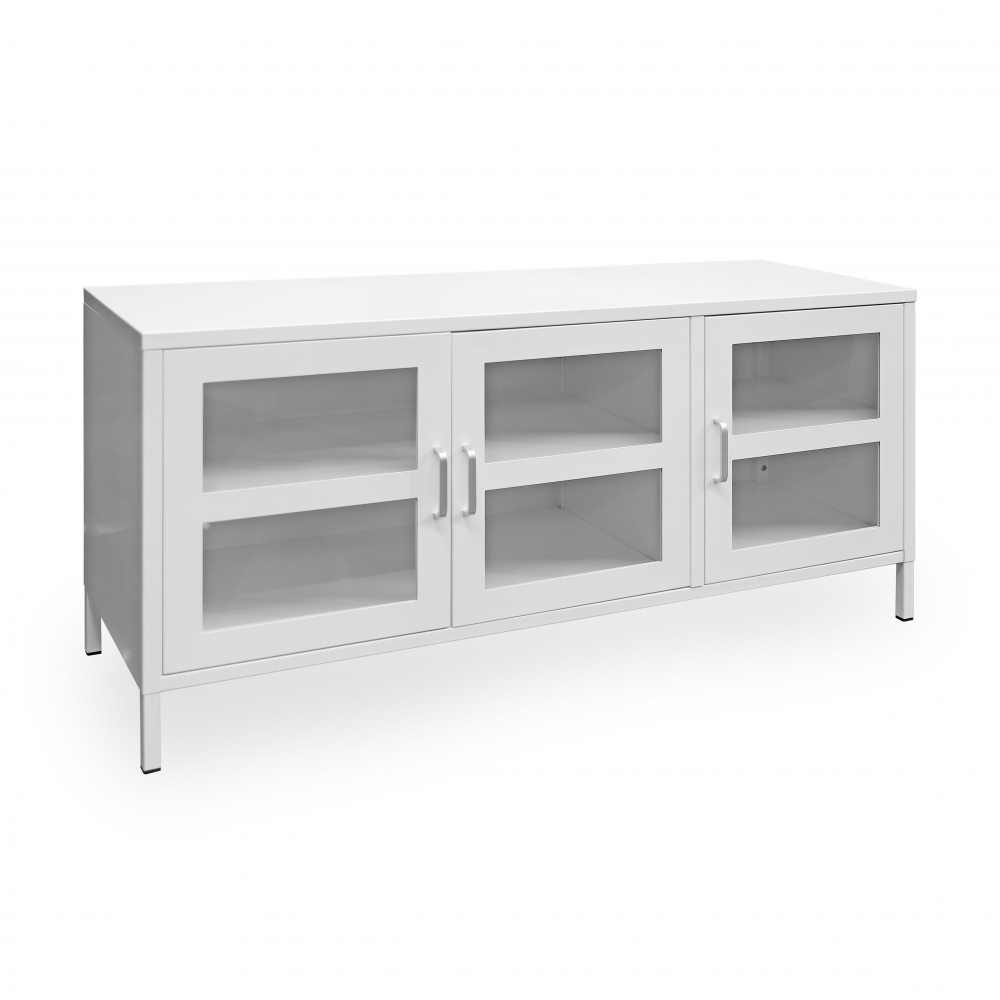 Dormilandia | Mueble de metal blanco con vidrio Ref 8574